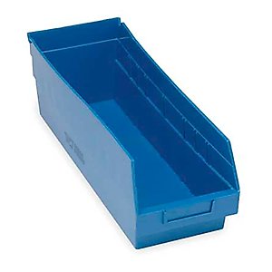MDMprint Shelf Storage Bin, Blue, Polypropylene, 17 7/8 in L x 6 5/8 in W x 6 in H, 50 lb Load Capacity