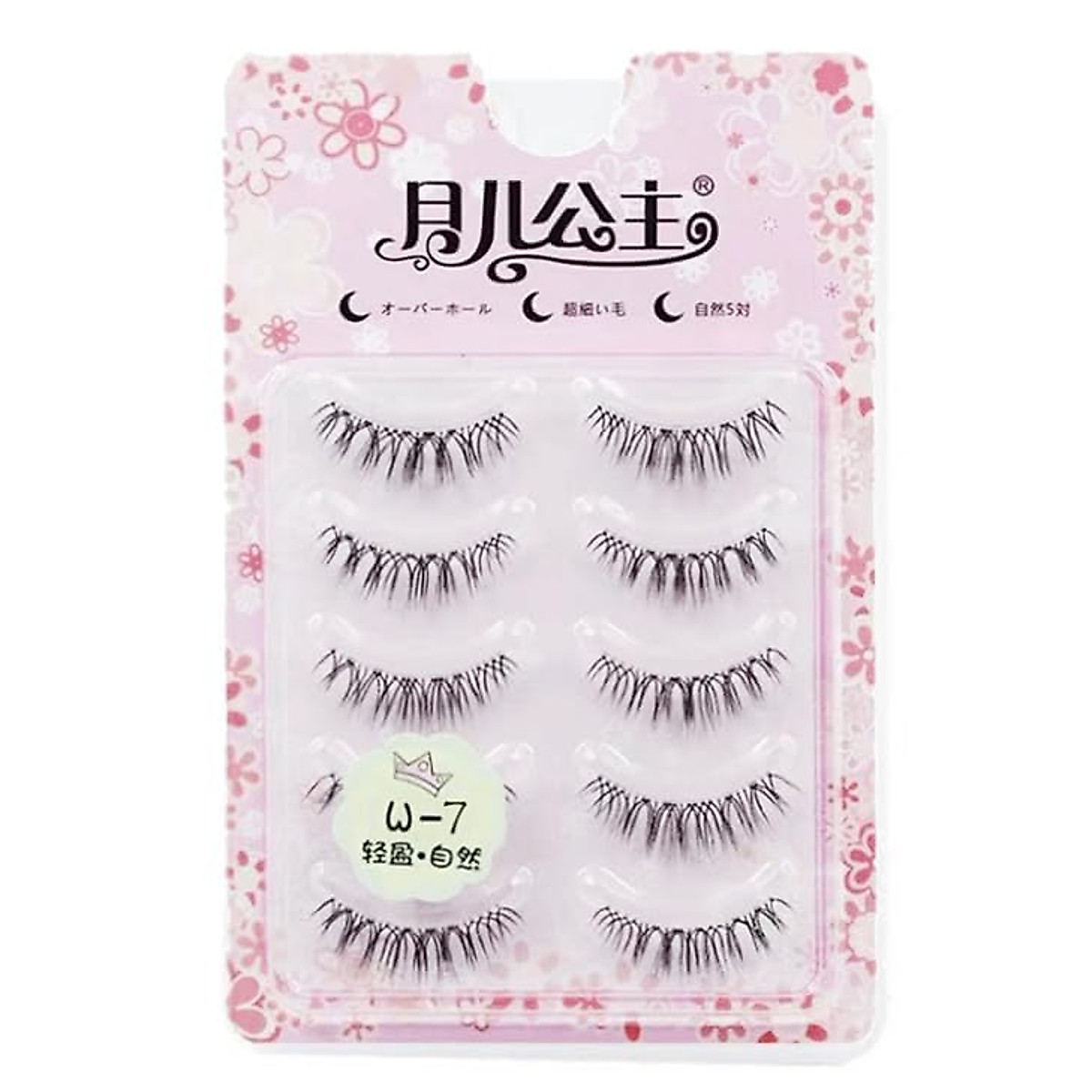 LASGOOS Fake Eyelashes Natural Look False Eye Lashes Daily Strip Cross Clear Band 5-7mm Cross Cute Lashes Invisible band Lash for Wedding Daily Work Eye Makeup 5 Pairs W7