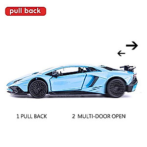 TGRCM-CZ 1/36 Scale Aventador LP700-4 Casting Car Model, Zinc Alloy Toy Car for Kids, Pull Back Vehicles Toy Car for Toddlers Kids Boys Girls Gift (Blue)