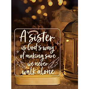 Ammonite Sister 3D Lamp Night Light Warm White Wooden Base Lamps Funny Birthday Gift, Galentine's Day Thanksgiving Gift