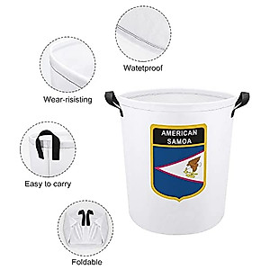American Samoa Flag Large Laundry Basket Hamper Bag Washing with Handles for College Dorm Portable