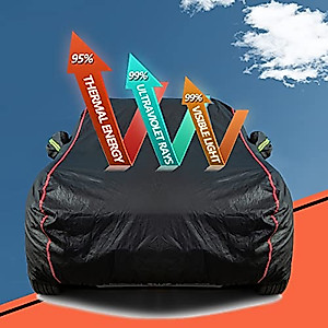 AUQDD 6-Layers PEVA New Material Sedan SUV Full Padded Car Cover Waterproof All Weather Weatherproof UV Sun Protection Snow Dust Storm Resistant Outdoor Exterior Custom Form-Fit Straps 214"-232" Black