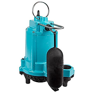 Little Giant 6EC-CIA-SFS 1/3 HP, 115-Volt, 3180 GPH Automatic Cast Iron Submersible Sump/Effluent Pump with Polypropylene Base, Integral Snap-Action Float Switch and 10-Ft. Cord, Blue, 506807