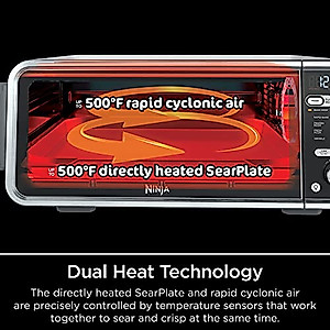 Ninja SP301 Dual Heat Air Fry Countertop 13-in-1 Oven with Extended Height, XL Capacity, Flip Up & Away Capability for Storage Space, Silver (RENEWED)