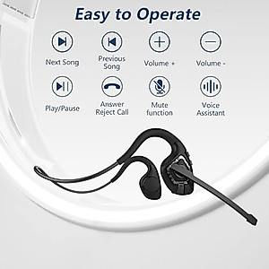 BANIGIPA Bluetooth Headset with Microphone, Wireless Headset w/Noise Canceling Boom Mic, Open Ear Headphones for Phone Laptop PC Computer, Light and Comfortable for Office Meeting Home Working-10 Hrs