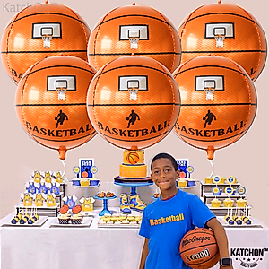 KatchOn, Big 22 Inch Basketball Balloons - Pack of 6, Basketball Foil Balloons | Basketball Balloon, Basketball Party Decorations, Basketball Senior Night Decorations | Basketball Birthday Decorations
