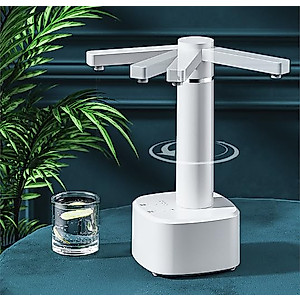 Desktop Water Dispenser for 5 Gallon Bottle. High Spout and Rotating Arm for Any Size Containers. 3 Volume Setting,Desktop and Barrel Use,USB-C Charge. Automatic Water Pump for Home,Outdoor.(White)