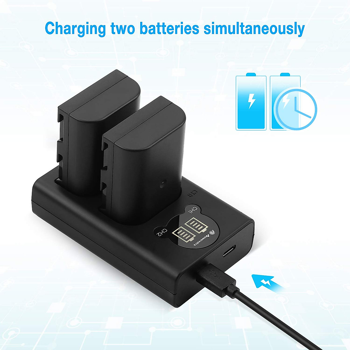 Powerextra 2 Pack DMW-BLF19, DMW-BLF19E, DMW-BLF19PP Replacement Batteries and Dual USB Charger for Panasonic Lumix DC-G9, DC-GH5, DMC-GH3, DMC-GH3K, DMC-GH4, DMC-GH4K Digital Camera