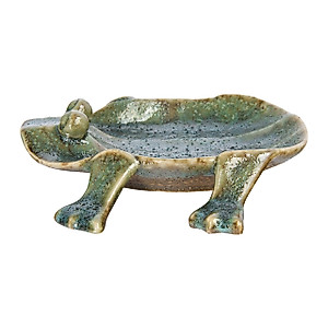 Creative Co-Op Decorative Footed Frog Dish with Reactive Glaze Finish (Each one Will Vary)