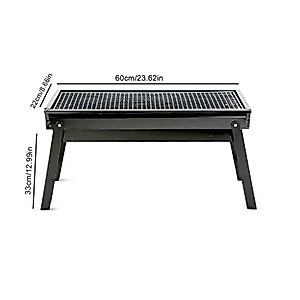 SCYMX Foldable Portable Camping BBQ Grill Family Home Outdoor Heavy Folding Charcoal Barbecue Cooking Grill Picnic Accessories