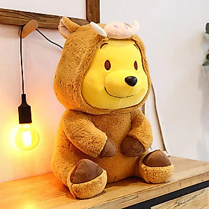 BAI LAN HEI Winnie The Pooh Stuffed Animal 35cm, 13.8'' Kawaii Cartoon Pooh Bear Doll Plush Toy Gifts for Boys Girls, Children's Day Gift Brown & Yellow