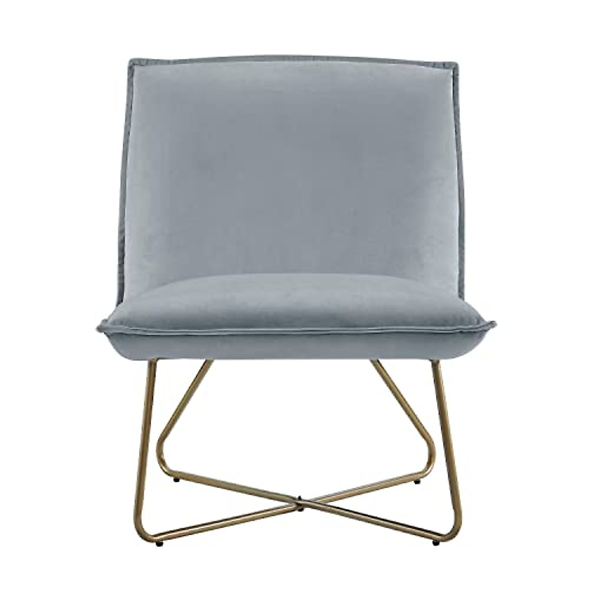Linon Light Grey Velvet Gold Metal Base McAllister Accent Chair