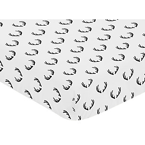 Sweet Jojo Designs Black and White Rustic Deer Baby or Toddler Fitted Crib Sheet for Woodland Camo Collection