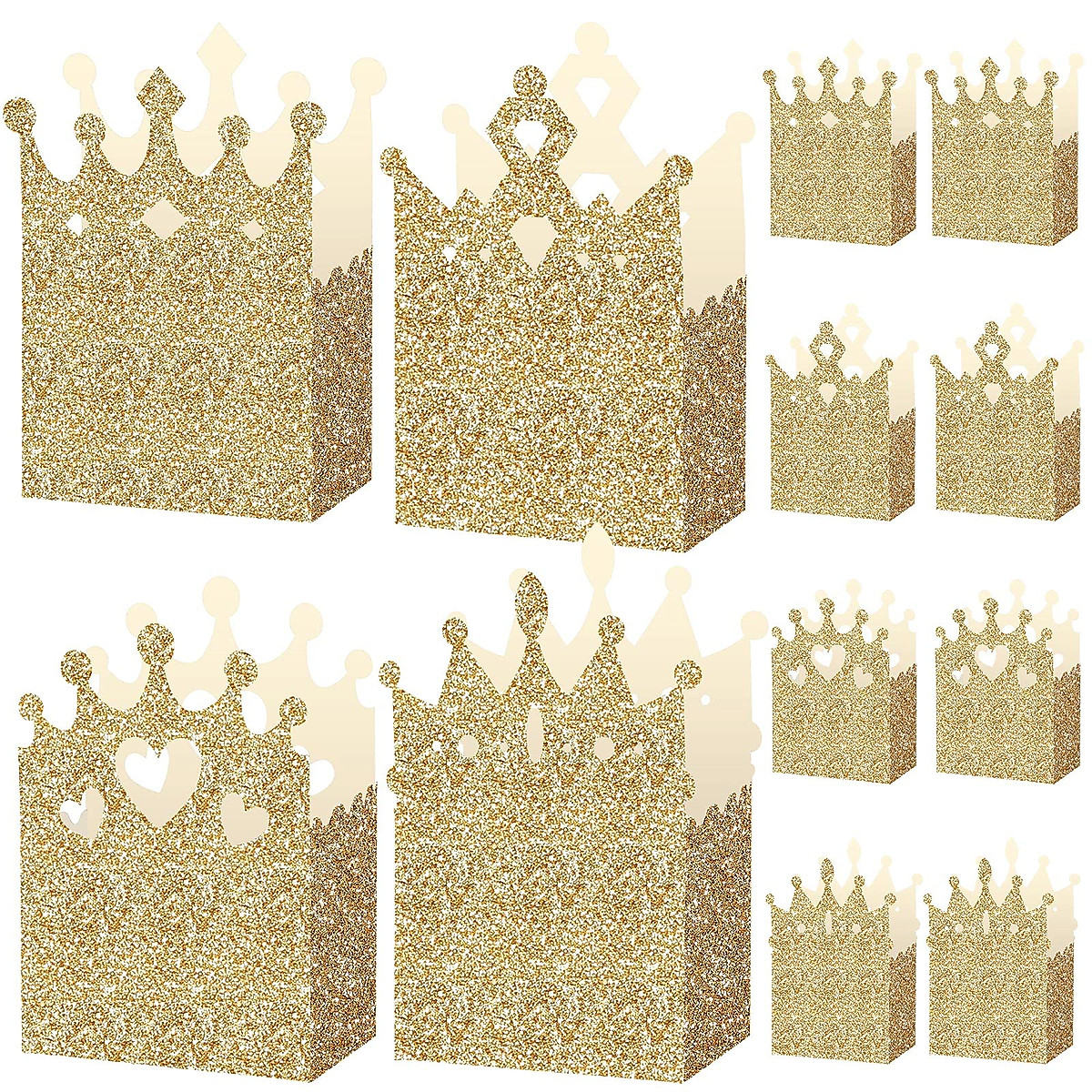 20 Pieces Princess Crown Boxes Glitter Princess Boxes Princess Crown Candy Boxes Gold Crown Party Favor Boxes Glitter Crown Party Boxes for Wedding Birthday Baby Shower Supplies