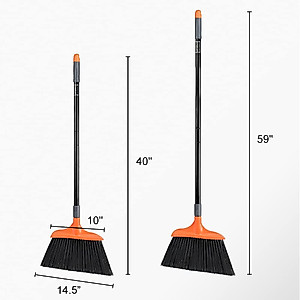 TreeLen Heavy-Duty Broom, Long Handle Angle Broom 14.5" Wide for Garages, Courtyard, Sidewalks, Decks and Outdoor Surfaces, Perfect for Home Kitchen Room Office Floor