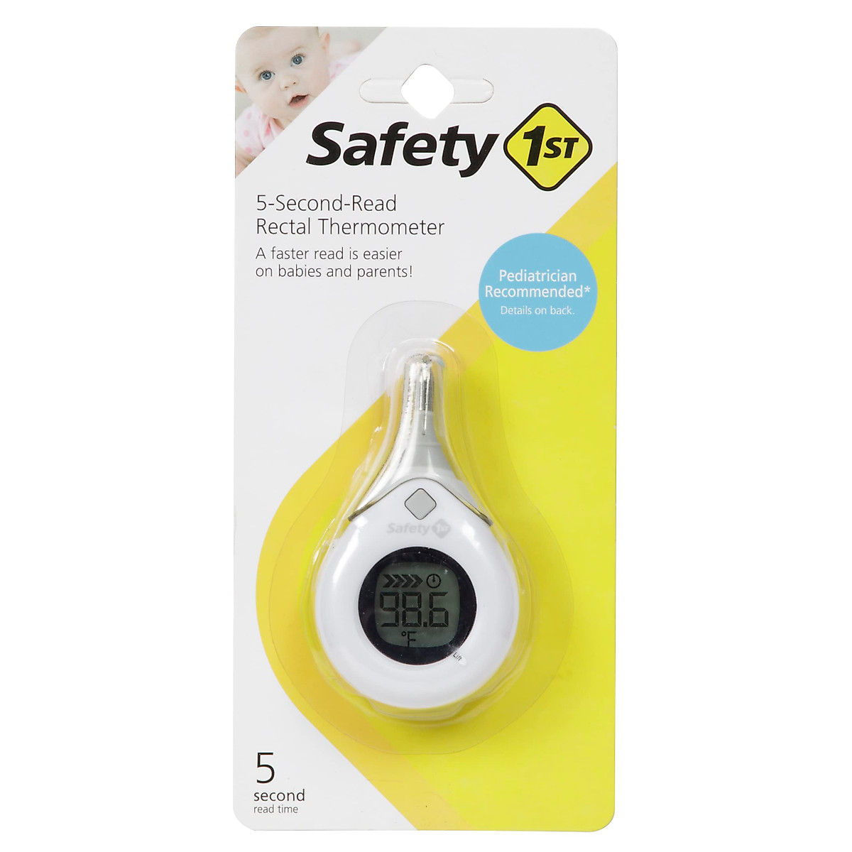 Safety 1st 5 Second Read Rectal Thermometer, Quick, Accurate Reading in just 5 Seconds, Grey