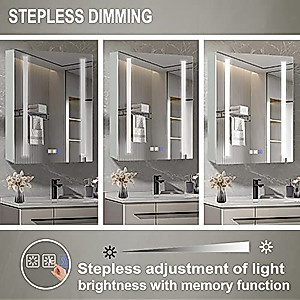 ExBrite Led Medicine cabinets for Bathroom with Mirror,20x26 inch,Single Door,Recessed Or Surface Mount,Adjustable Shelves,Medicine Cabinet Wall Mounted,Defog,Dimming,(Right Opening Door)