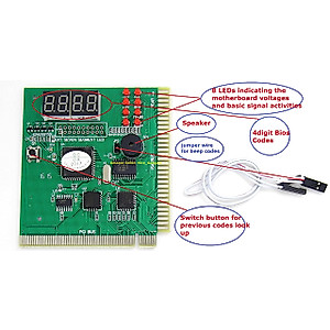 Lingvetron PC Computer PSU and Motherboard Tester Tool PCI & ISA SDRAM Post Test Card Diagnostic Analyzer Starter Kit 4 Digital / 8 LED/Bios Speaker/Mobo Power Switch All in One Carrying Case