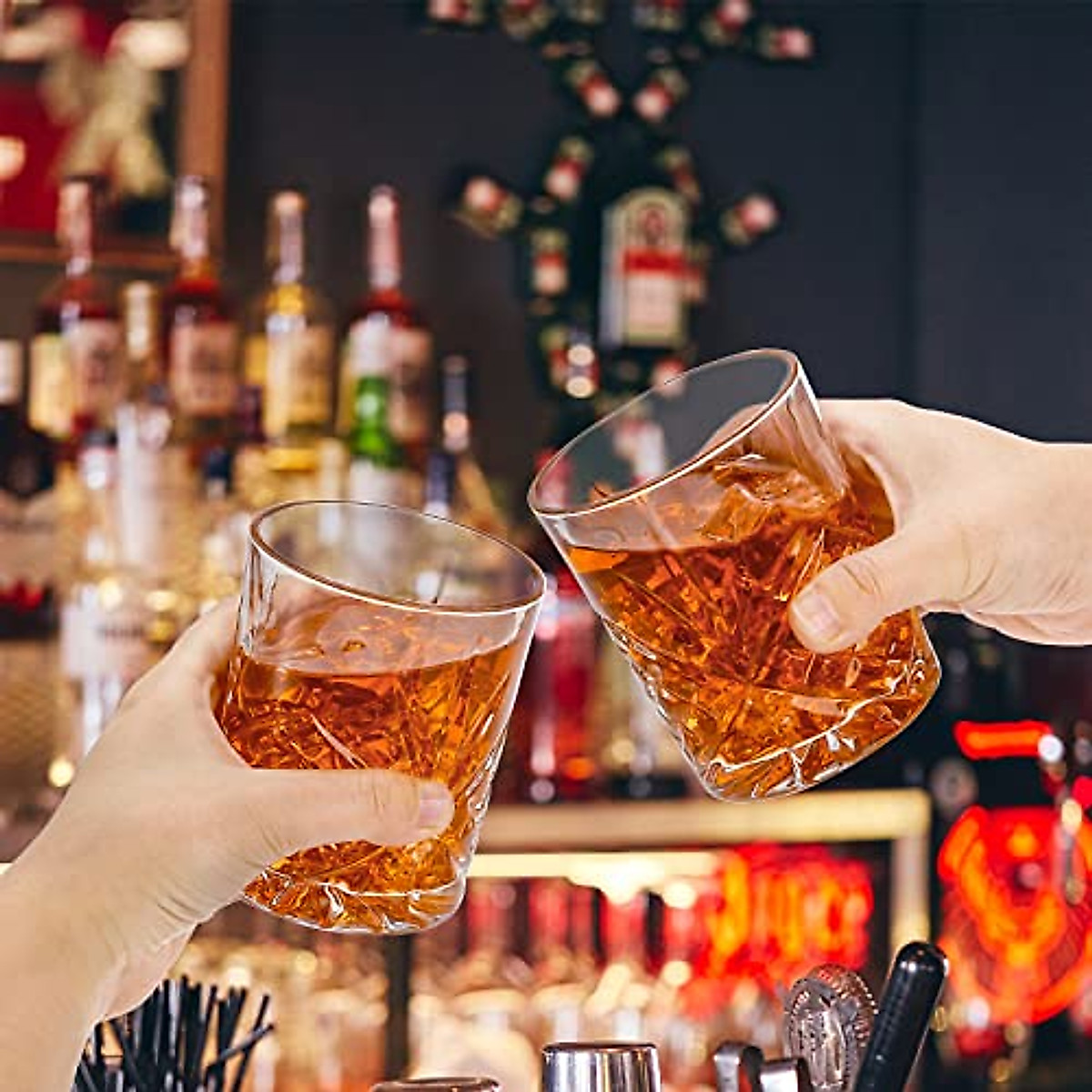 Youeon Set of 6 Crystal Whiskey Glasses, 10 Oz Old Fashioned Glasses, Rocks Glasses, Bourbon Glasses, Rum Glasses, Scotch Glasses, Clear Drinking Glasses for Cocktails Tequila Rum Liquor Rye and More