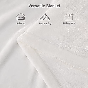 Comaza Fleece Blanket King Size White Throw Blanket - Lightweight Plush Soft & Cozy Bed Blanket Microfiber Flannel Fuzzy Blanket for Couch and Sofa (108x90 inches)