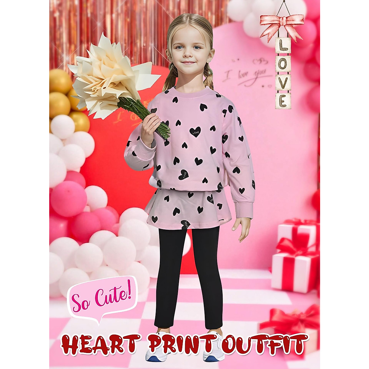 BOMDEALS Adorable Cute Toddler Baby Girls Clothes Set,Long Sleeve T-Shirt +Pants Outfit(Age(5T), Pink)