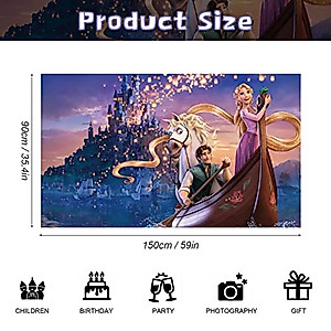 FAFAFA Rapunzel Party Supplies, Tangled Birthday Party Banner 5x3Ft, Princess Backdrop, Tangled Rapunzel Princess Themed Birthday Decorations Banner Photo Wall Hanging