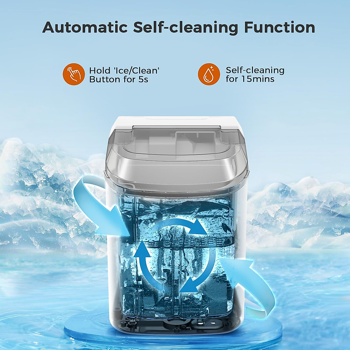AGLUCKY Nugget Ice Maker Countertop, Portable Pebble Ice Maker Machine with Self-Cleaning Function,35lbs/24H,One-Click Operation,Pellet Ice Maker for Home/Kitchen/Office(White)