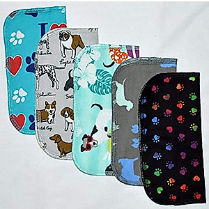 1 Ply Printed Flannel 8x8 Inches Little Wipes Set of 5 I Woof You