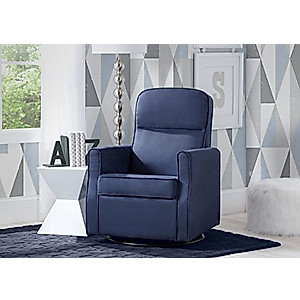 Delta Children Clair Slim Nursery Glider Swivel Rocker Chair, Navy