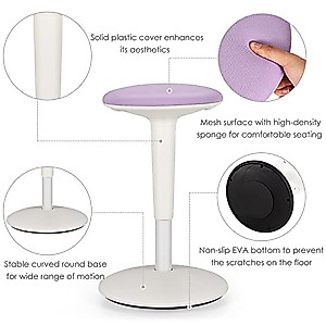 Giantex Wobble Stool Height-Adjustable Standing Desk Stool W/Swivel, Tilt Motion, Premium Airlift, Wiggle Chair for Flexible Seating, for Junior, Home, Office, School Active Chair (Violet+White)