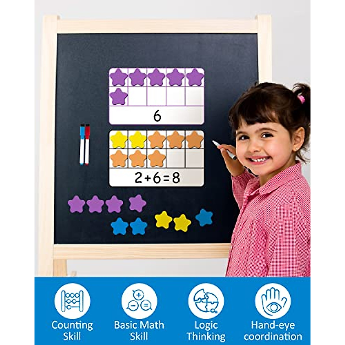 Coogam Magnetic Ten-Frame Set, Math Manipulative EVA Number Counting Games, Montessori Educational Toy Gift for Kindergarten Classroom Kids 3 4 5 Year Old