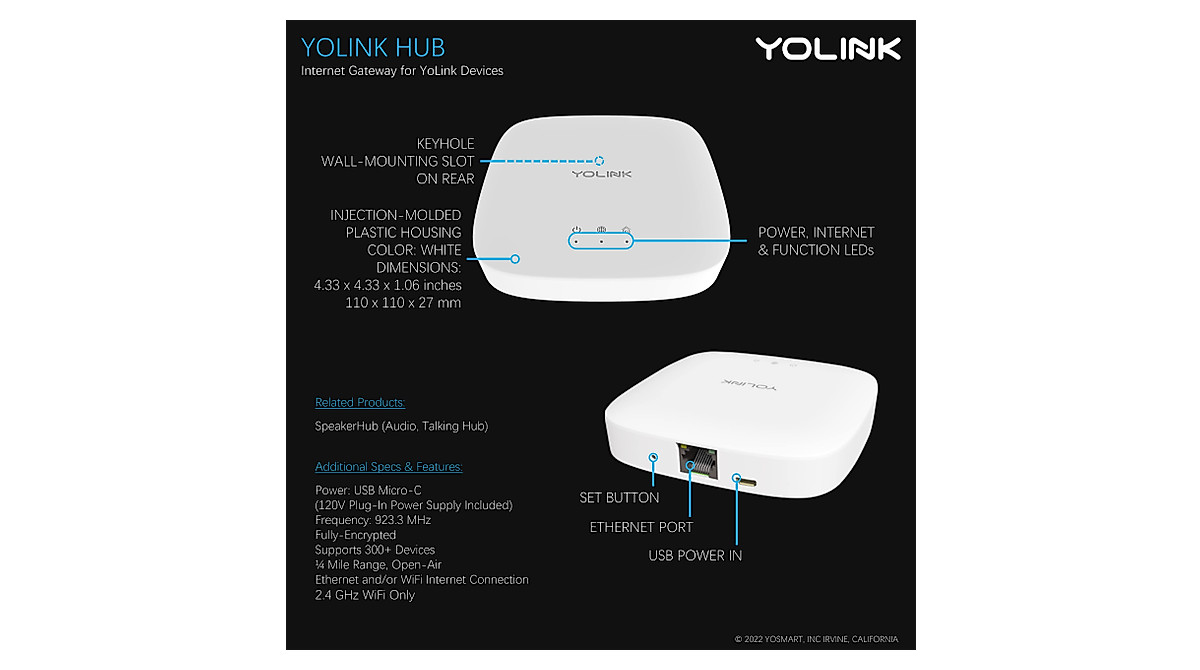 YoLink Hub: 1/4 Mile Long-Range Smart Home Automation Gateway