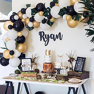 Black and Gold Balloons Garland Kit, 100pcs Black White Gold Confetti Latex Balloons for Party Decorations Graduation Wedding Birthday Baby Shower