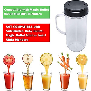 22OZ Magic Bullet Blender Cups, Tall 22oz Cup with Cross Blade,250W MB1001 Replacement Parts Compatible with Magic Bullet Blender Juicer Mixer