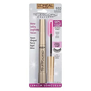 L'Oréal Paris Telescopic Original Mascara, 910 Blackest Black (Pack of 2)