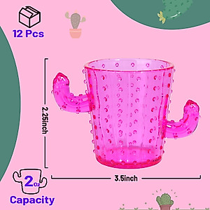 ZZYFGH Plastic Cactus Shot Glasses(Set of 12), 2 Oz Pink Cute Cactus Tequila Glasses for Western, Bachelorette, Cinco de Mayo, Tequila, Fiesta Themed Party Supplies