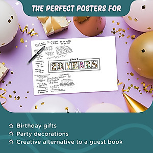 L&O Goods 20th Birthday, Anniversary and Graduation Decorations | Signature Board for Party | Party Supplies, Guest Book, Or Card Alternative | Poster Size 11x17 | 20 Years Poster - (Unframed)