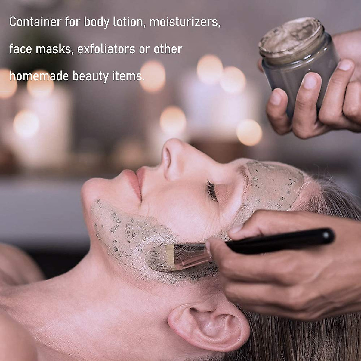 Bumobum 2 oz Glass Jars with Lids, 48 pack Clear Round Small Containers with White Lids, Blank Labels & Inner Liners, Empty Cosmetic Containers for Sample, Powder, Cream, Lotion