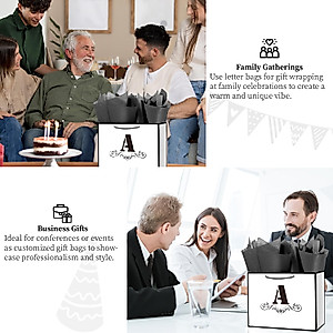 ysmile Letter Gift Bag with Wrapping Tissue for Men Women, 12" Large White Black Paper Bag for Birthday Anniversary - Single A