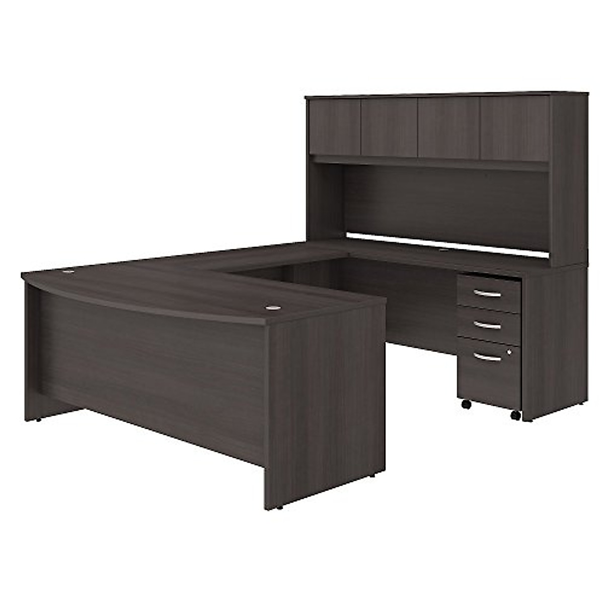 Bush Business Furniture Studio C Bow Front U Desk/Hutch, 72" x 36", Storm Gray