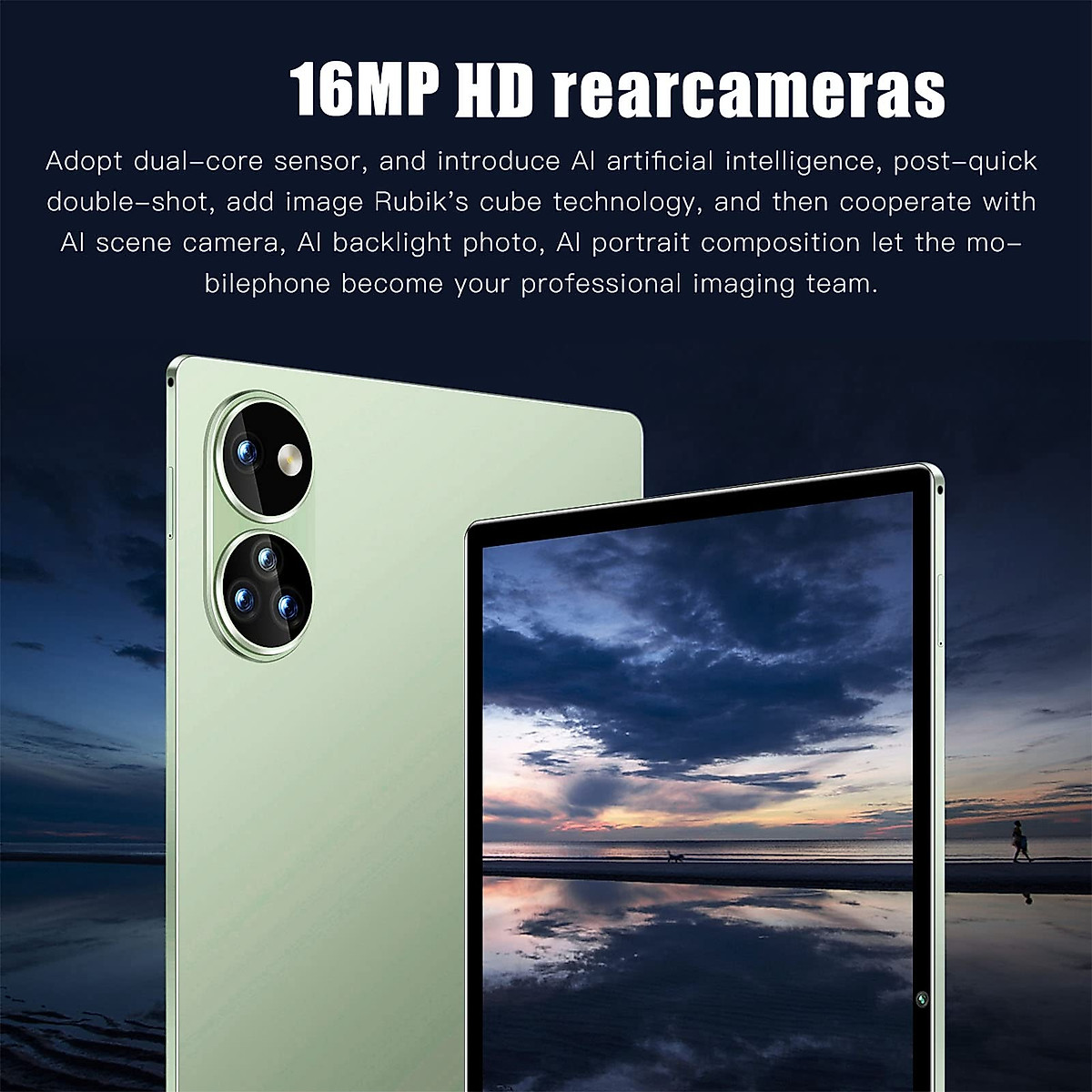 ICRPSTU Tablet, 10.1 Inch Tablet PC 8MP Front 16MP Rear 2.4G 5G WiFi 8 Core CPU for Home for Android 12 (US Plug)