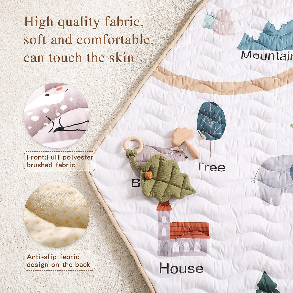 let's make Hexagon Playpen Mat Soft Area Rug | Baby Playmat Fits Regalo Portable Play Yard 48 Inch and hiccapop 53" PlayPod Playpen | Non-Slip Kids Rug with Cute Woodland Animals for Nursery Room