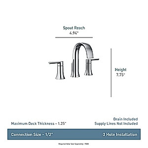 Moen Doux Brushed Nickel Two-Handle Adjustable Widespread Contemporary Bathroom Faucet Trim Kit, Valve Required, TS6925