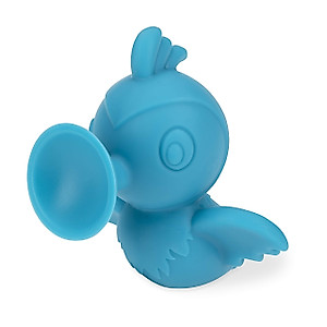 Nuby Silly Hummingbird & Flower Interactive Suction Toys with Built-in Rattle, 2 Piece, Aqua / Yellow