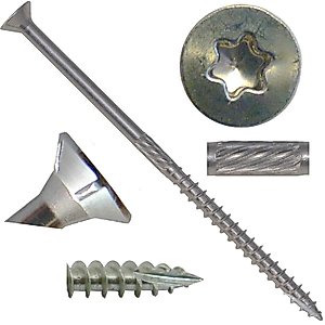 #10 x 4 Silver Star Stainless Steel Wood Screw Torx/Star Drive Head - Grade 305 Stainless Steel Torx/Star Drive Wood Screws - (1 Pound - 56 Approx. Screw Count)
