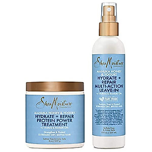 Shea Moisture Manuka Honey & Yogurt Hydrate + Repair Combo Kit, Multi-Action Leave-In Conditioning Spray Bundled with Protein-Strong Treatment, Deep Conditioning for Hair, 8 oz ea.