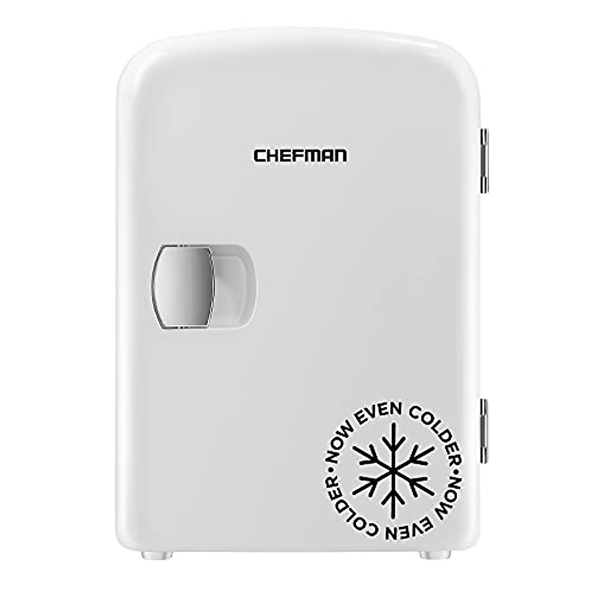 Chefman Mini Portable Personal Fridge Extra-Cold Or Warm, Compact Storage for Skin Care, Formula, Or Snacks, Fits 6 12-oz Cans, Lightweight 4-Liter Capacity, White