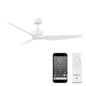 WAC Smart Fans Stella Indoor and Outdoor 3-Blade Smart Home Ceiling Fan 60in Matte White with Remote Control works with Alexa and iOS or Android App (NO LED LIGHT KIT)