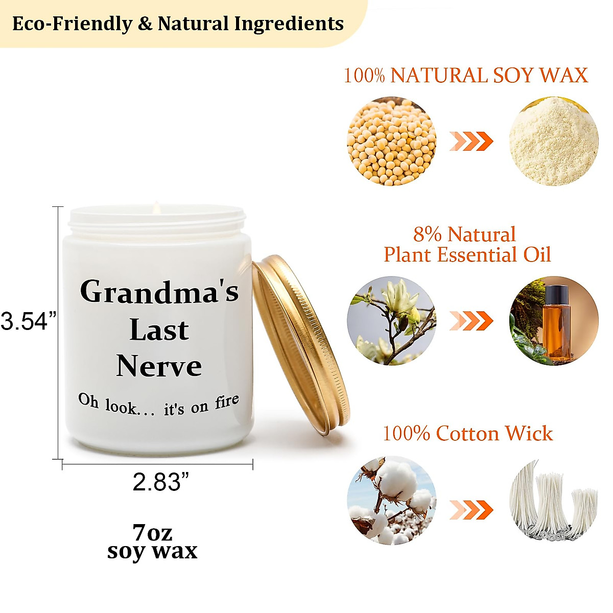 Lamyba Grandma Candle Gifts for Grandmother from Granddaughter Grandson, Funny Cool Mother’s Day Present Vanilla Scented Soy Candle - Grandma’s Last Nerve Oh Look It’s On Fire