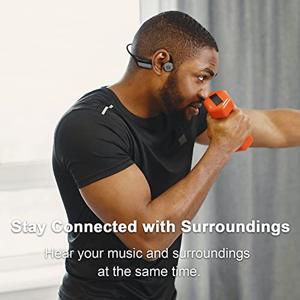 Bone Conduction Headphones, RR SPORTS Open Ear Bluetooth Headphones Wireless Sports Earphones with Built-in Mic, 10 Hrs Playtime Sweat Resistant Headset for Workout, Running, Cycling (Black & Grey)